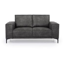 2-Sitzer OTTO HOME "Kompaktsofa Oland, Struktur, Flachgewebe, Luxus-Microfaser, Boucle", braun (dunkelbraun), B:164cm H:85cm T:83cm, 100% Polyester, Sofas, 164 cm, Wellenunterfederung, Skandi-Design, Metallf&uuml;&szlig;e
