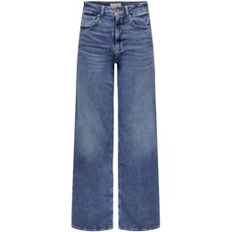 Only Damen High-waist-Jeans "ONLMADISON BLUSH HW WIDE DNM CRO372 NOOS", blau, Gr. XL, Denim/Jeans, Obermaterial: 92% Baumwolle, 6% Elastomultiester,