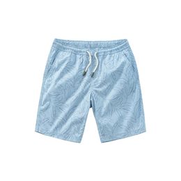 John Devin Herren Shorts "- Sommer Bermuda mit Bl&auml;tter-Print", blau, Gr. L, bedruckt, Web, Obermaterial: 97% Baumwolle, 3% Elasthan, Hosen, kurze