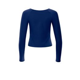 WINSHAPE Damen Langarmshirt "Cropped Functional Light and Soft", blau, Gr. M, 85% Polyester, 15% Elasthan, Shirts, Overlap-Applikation