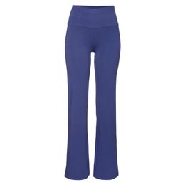 active by Lascana LASCANA ACTIVE Damen Jazzpants, Gr. 40, blau, Single Jersey, Obermaterial: 95% Baumwolle, 5% Elasthan, unifarben, Basic, Hosen, mit breitem B&uuml;ndchen
