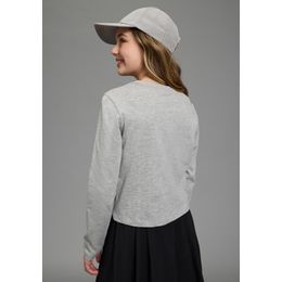 Kidsworld M&auml;dchen Langarmshirt "Cooler Spruch: DO NOT DISTURB - Nicht st&ouml;ren"graumeliert, Gr. 164, bedruckt, Single Jersey, Obermaterial: 90%