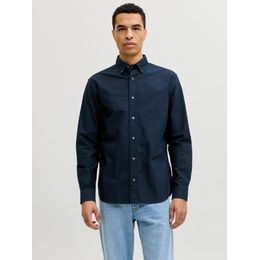 Jack & Jones JACK & JONES Herren Langarmhemd "JPRBLUHARVEY OXFORD L/S SHIRT SN"sky captain fit:regular fit, Gr. XS, unifarben, Web, Obermaterial: 100% Baumwolle,