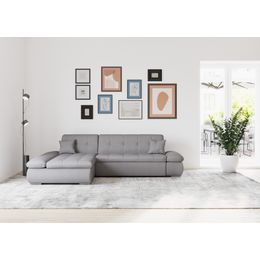 DOMO collection "Moric, L-Form, XXL-Sofa - Breite 300cm, viel Platz, auch in Cord" wahlweise mit Bettfunktion und Armteilverstellung, dunkelgrau