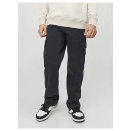 Jack & Jones Cargohose JACK & JONES JUNIOR "JPSTKANE JJHARLOW CARGO NOOS JNR", Jungen, Gr. 134, N-Gr, schwarz, Web, Obermaterial: 98% Baumwolle, 2% Elasthan, unifarben, loose fit kn&ouml;chellang, Hosen Cargohose