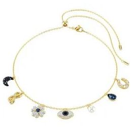 Collier Swarovski "Symbolica Mond Unendlich Gl&uuml;cksklee magisches Auge Hufeisen", blau (gelbgoldfarben, metallfarben, blau,schwarz,kristallklar, wei&szlig;), Halsketten, Damen, Metall Perlen, L: 52, Metall, Perlen, Collier, mit Swarovski Kristall - mit Swarovski Perle