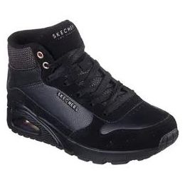 Keilsneaker Skechers "UNO-STACRE SHINE", Damen, Gr. 35, schwarz, Lederimitat, Textil, Veloursleder, Schuhe, High Top Sneaker, Schn&uuml;rboots mit Luftkammern Sohle