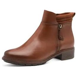 Stiefelette Tamaris, Damen, Gr. 37, cognac, Leder, Textil, Schuhe Stiefelette, Blockabsatz, RV-Boots mit wattierter Schaftrand-Polsterung