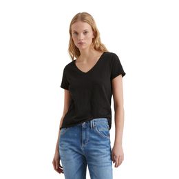 Marc O'Polo Damen T-Shirt "aus Organic Cotton Slub Jersey", schwarz, Basic, Gr. XXL, MARC O'POLO DENIM, unifarben, Obermaterial: 100% Baumwolle, Shirts