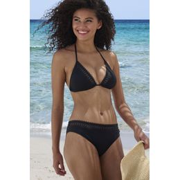 s.Oliver Damen Triangel-Bikini-Top "Aiko", schwarz, Gr. 36, unifarben, Microfaser, Microfaser, Polyamid, Bikini-Oberteile, mit H&auml;keloptik