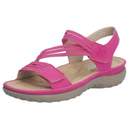 Rieker Damen Riemchensandale, Gr. 39, pink, Nubuklederimitat, Schuhe, Sommerschuh, Sandalette, Keilabsatz, mit Gummiz&uuml;gen