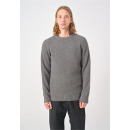 Cleptomanicx Damen Strickpullover "Big Ben", grau, Gr. XL, unifarben, 80% Wolle, 20% Polyamid, Pullover, im trendigen Ripp-Strick-Design