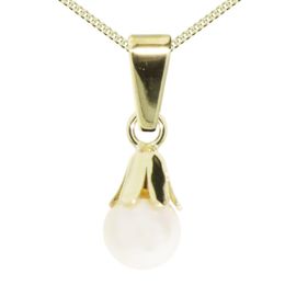 OSTSEE-SCHMUCK Damen Kette und Anh&auml;nger Set "- Glocke - Gold 333/000 - Zuchtperle", 42, gold, Gelbgold 333, Schmuck_Sets