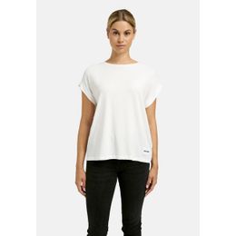 Smith & Soul SMITH & SOUL Damen T-Shirt, wei&szlig;, Gr. S, unifarben, Single Jersey, Obermaterial: 46% Baumwolle, 46% Lyocell, 8% Elasthan, Shirts, mit Umschlagsaum,