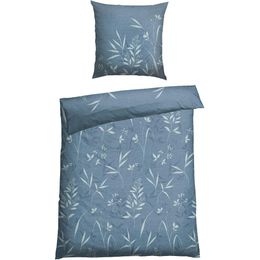 Bettw&auml;sche Schiesser "Kicky aus weicher Baumwolle in cooler Jeansoptik mit floralen Details", blau (petrol), B/L: 135cm x 200cm, 1 Stk., 1 Stk., Renforc&eacute;, B/L: 80cm x 80cm, 2 Stk., Renforc&eacute;, Obermaterial: 100% Baumwolle, Bettw&auml;sche, Bettw&auml;sche, MADE IN GREEN by OEKO-TEX-zertifiziert