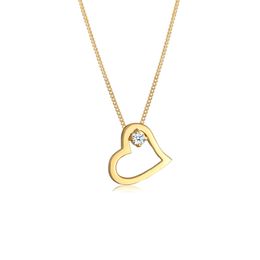 Collierkettchen Elli DIAMONDS "Herz Diamant Wei&szlig; Brillantschliff (0.03ct) 585 Gelbgold", gold, Halsketten, Damen, 45, 0,03 mit Diamanten, Gelbgold 585, L: 45