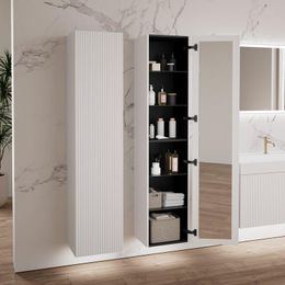 neoro n50 stripes Hochschrank mit Innenspiegel B: 40 H: 180 cm, 1 T&uuml;r, Anschlag variabel,, BN0695BWM,