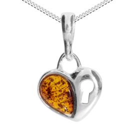 OSTSEE-SCHMUCK Damen Kette mit Anh&auml;nger "- Herz - Silber 925/000 - Bernstein", 42, Silber 925 (Sterlingsilber), silber, Silber 925 (Sterlingsilber),