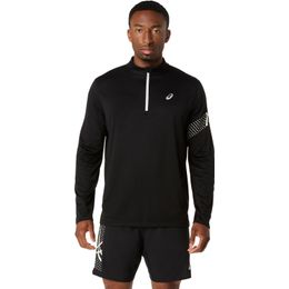 Laufshirt asics "ICON LS 1/2 ZIP TOP", Herren, Gr. XXL, performance schwarz, cream, Obermaterial: 100% Polyester, Shirts Laufshirt