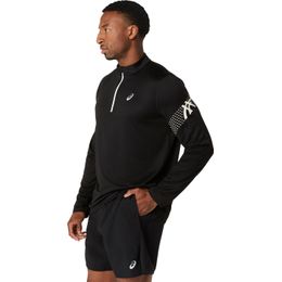 asics Herren Laufshirt "ICON LS 1/2 ZIP TOP"performance schwarz, cream, Gr. M, Obermaterial: 100% Polyester, Shirts, Schnelltrocknend, Atmungsaktiv,