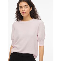 Vila Damen Strickpullover "VIRIL 2/4 SLEEVE O-NECK KNIT TOP - NOOS"cherry blossom detail:light melange, Gr. S, meliert, Strick, Obermaterial: 50%