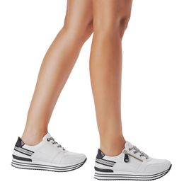 Remonte Damen Plateausneaker, Gr. 42, schwarz-wei&szlig;, Leder, Schuhe, mit Wechselfu&szlig;bett, Freizeitschuh, Halbschuh, Schn&uuml;rschuh