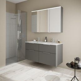 Burgbad Eqio Schrank mit Slim Keramik-Doppelwaschtisch, mit Spiegelschrank, SHCR122RF6584C0001G0146,