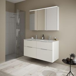Burgbad Eqio Schrank mit Slim Keramik-Doppelwaschtisch, mit Spiegelschrank, SHCR122LF6582C0001G0146,