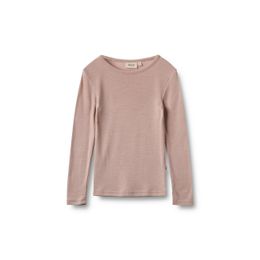 Longsleeve Wheat "Wheat Wool T-Shirt L/S Alfie", M&auml;dchen, Gr. 104, dry rose, 100% Wolle, unifarben, normal, Rundhals, Shirts