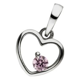 Kettenanh&auml;nger Jobo "Kleiner Anh&auml;nger Kinderanh&auml;nger Herz 8 mm", rosa, rosa, Schmuckanh&auml;nger, M&auml;dchen, Silber 925 (Sterlingsilber), Kettenanh&auml;nger, 925 Silber rhodiniert mit rosa Zirkonia