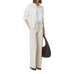 comma, COMMA Damen Stoffhosebone beige, Gr. 40, unifarben, Web, Obermaterial: 79% Polyester, 17% Viskose, 4% Elasthan, Hosen, mit geradem Bein und Bundfalten