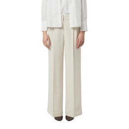 comma, COMMA Damen Stoffhosebone beige, Gr. 44, unifarben, Web, Obermaterial: 79% Polyester, 17% Viskose, 4% Elasthan, Hosen, mit geradem Bein und Bundfalten