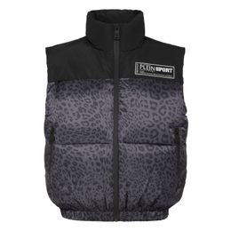 Plein Sport Damen Kurzweste "Leopard", schwarz, Gr. S, Obermaterial: 100% Polyester. Futter: 100% Polyester. F&uuml;llung: 100% Polyester, Westen