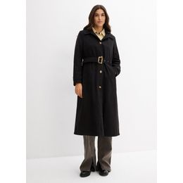 bonprix Trench-Mantel mit abnehmbarer Kapuze, schwarz, Gr.48, Mantel in Trench-Optik mit abnehmbarer Kapuze, 100% Baumwolle