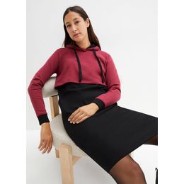 bonprix 2-in-1 Umstands- und Still-Sweatkleid, schwarz, Gr.48/50 (XL), Bequemes Sweatkleid f&uuml;r die Schwangerschaft und danach, 60% Baumwolle