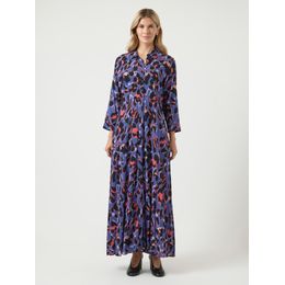 Hemdblusenkleid Y.A.S "YASSAVANNA LONG SHIRT DRESS", Damen, Gr. M, N-Gr, skipper blau aop:liro print, Web, Obermaterial: 100% Viskose, bedruckt, relaxed fit lang, Kleider, Sommerkleid, mit 3/4 &Auml;rmel
