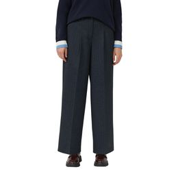 s.Oliver Damen Bundfaltenhose, blau, Gr. 42, meliert, Web, Obermaterial: 70% Polyester, 26% Viskose, 4% Elasthan, Hosen, im Nadelstreifen-Look