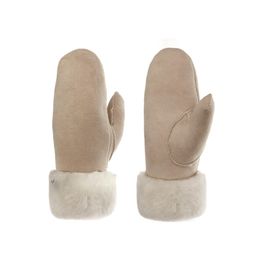 Pearlwood Damen Lederhandschuhe "FIONA", beige, Gr. 6,5, unifarben, Schafsleder, Handschuhe, Velourleder, Fausthandschuh, warm gef&uuml;ttert
