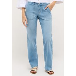 Angels Damen Relax-fit-Jeans "LIZ WORKER", blau, Gr. 44, Denim/Jeans, Obermaterial: 91% Baumwolle, 6% Polyester, 3% Elasthan, Jeans, mit gro&szlig;en