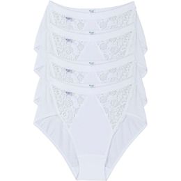 Sloggi Damen Midislip "Chic", Gr. 38, wei&szlig;, Single Jersey, Obermaterial: 95% Baumwolle, 5% Elasthan. Spitze: 71% Polyamid, 20% Baumwolle, 9%