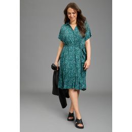Damen Jerseykleid "Gro&szlig;e Gr&ouml;&szlig;en", gr&uuml;n, Gr. 50, LAURA SCOTT CURVE, gebl&uuml;mt, Single Jersey, Obermaterial: 95% Viskose, 5% Elasthan, Kleider, in
