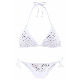 JETTE Damen Triangel-Bikini, wei&szlig;, Gr. 38, unifarben, Polyamid, Bikini-Sets, mit Ziernieten