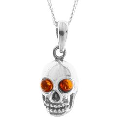 OSTSEE-SCHMUCK Damen Kette mit Anh&auml;nger "- Totenkopf - Silber 925/000 - Bernstein", 60, Silber 925 (Sterlingsilber), silber, Silber 925
