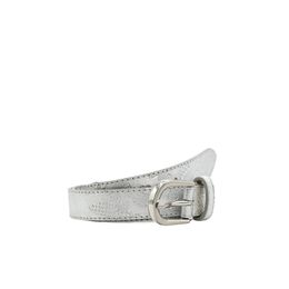 Damen Lederg&uuml;rtel "Schmetterling", silber, Basic, Gr. M, Collezione Alessandro, unifarben, Leder, G&uuml;rtel, 2,5cm Echt Leder, Made in Italy