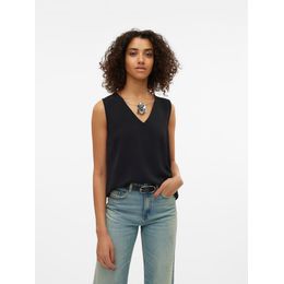 V&eacute;ro Moda Shirttop VERO MODA "VMALVA S/L V-NECK TOP WVN NOOS", Damen, Gr. XS, schwarz, Web, Obermaterial: 100% Polyester, unifarben, regular fit normal, V-Ausschnitt, Tops Shirttop, Kunstfaser, regular fit