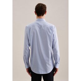 Seidensticker Herren Businesshemd "Schwarze Rose", blau, Gr. 46, gestreift, 100% Baumwolle, Hemden, Regular 1/1 Kentkragen Gestreift