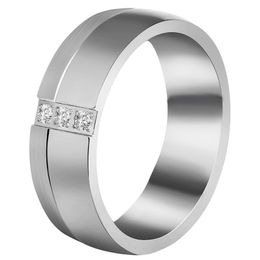 Adelia&acute;s ADELIA ́S Damen Fingerring "Damen Ring aus Titan mit Strass Steinchen", 62, Titansilber, Titan, Fingerringe