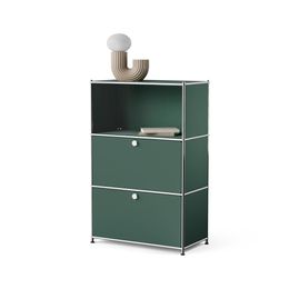 Tchibo - Kommode Metall &raquo;Cn3&laquo; mit zwei Klappenf&auml;chern - 77x40x120,5cm - olivgr&uuml;n - Stahl / Aluminium / Kunststoff