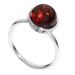 OSTSEE-SCHMUCK Damen Fingerring "- Kugel 10 mm-Sarah Vicenca - Silber 925/000 - Bernstein", 60, silber, Fingerringe