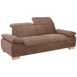 2,5-Sitzer Home Affaire "Bergamo Multifunktions-Couch, elegant und komfortabel", rot (maron), B:215cm H:77cm T:90cm, Chenille 100% Polyester;Struktur fein ( 100% Polyester);Luxus-Kunstleder;Struktur weich (100% Polyester), Sofas, mit Armlehn-und R&uuml;ckenfunktion, Federkern